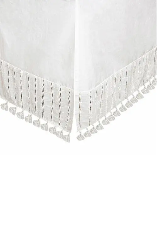 CRANE BABY Tassel Trim Crib Skirt - White