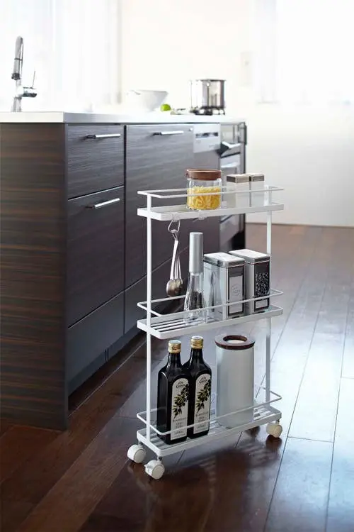 YAMAZAKI Tower Rolling Kitchen Storage Rack - White