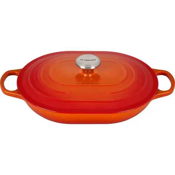 LE CREUSET 3.75-quart Oval Enameled Cast Iron Casserole - Flame
