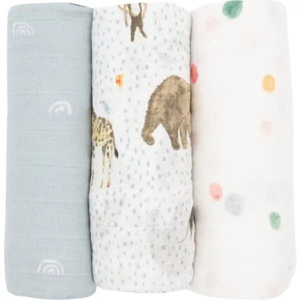 LITTLE UNICORN 3-pack Cotton Muslin Swaddle Blankets - Party Animal