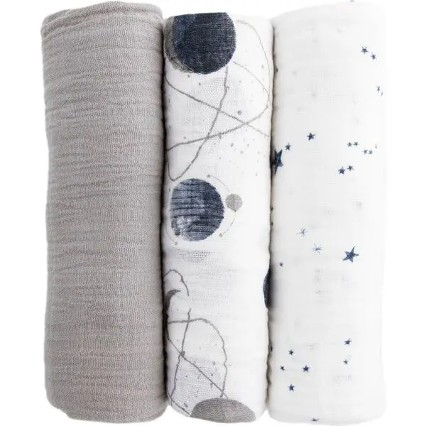 LITTLE UNICORN 3-pack Cotton Muslin Swaddle Blankets - Planetary 2
