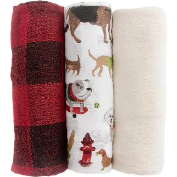 LITTLE UNICORN 3-pack Cotton Muslin Swaddle Blankets - Woof