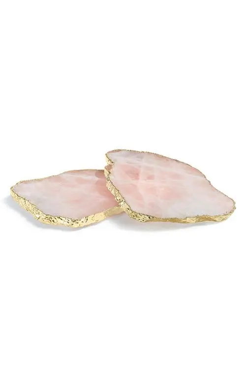 ANNA NEW YORK Kivita Set Of 2 Coasters - Rose Quartz