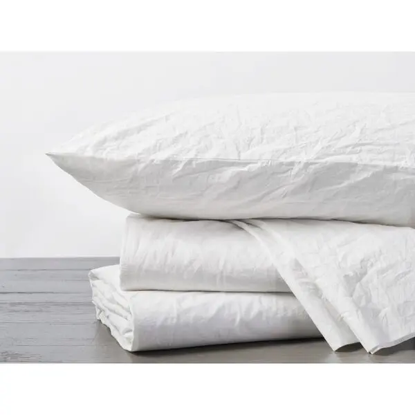 COYUCHI Set Of 2 Organic Crinkled Percale Pillowcases - Alpine White