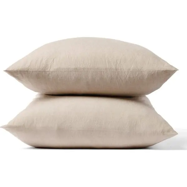 COYUCHI Set Of 2 Organic Crinkled Percale Pillowcases - Hazel Chambray