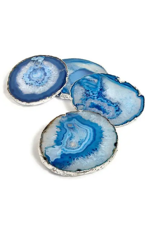 ANNA NEW YORK Lumino Set Of 4 Agate Coasters - Azure
