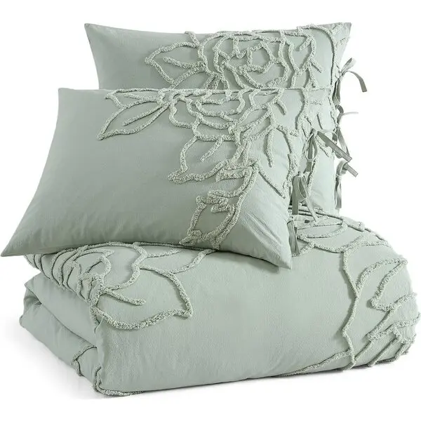PERI HOME Chenille Rose Comforter & Sham Set - Green