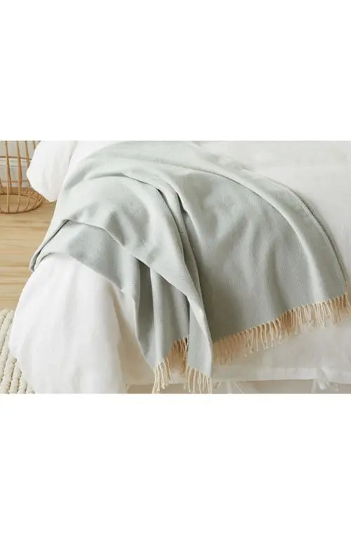 SFERRA Celine Fringed Herringbone Cotton Throw - Mushroom