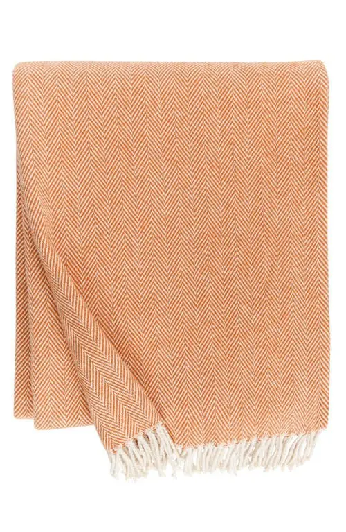 SFERRA Celine Fringed Herringbone Cotton Throw - Paprika