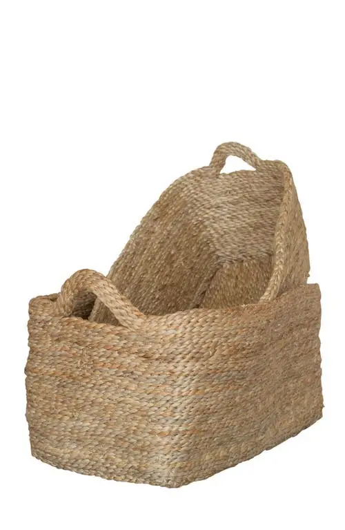 WILL & ATLAS Set Of 2 Rectangular Jute Tray Baskets - Natural