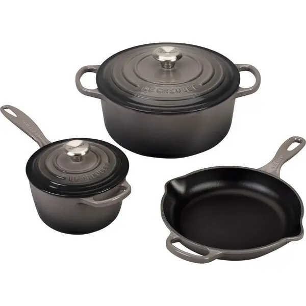 LE CREUSET 5-piece Signature Enameled Cast Iron Cookware Set - Oyster