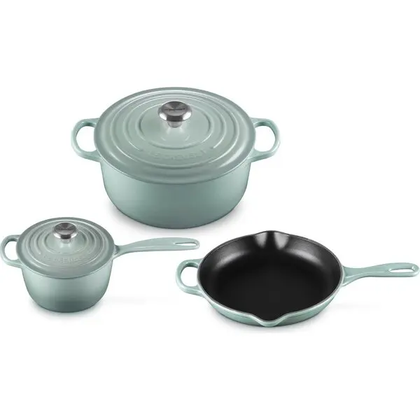 LE CREUSET 5-piece Signature Enameled Cast Iron Cookware Set - Sea Salt