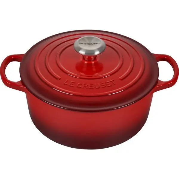 LE CREUSET Signature 4.5-quart Round Enamel Cast Iron Dutch Oven - Cerise