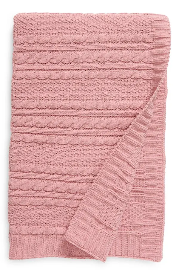 Nordstrom Cable Knit Baby Blanket - Purple Lilas