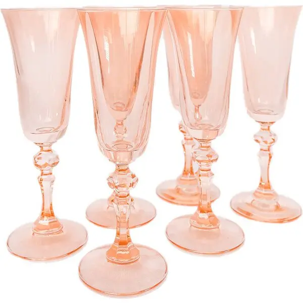 ESTELLE COLORED GLASS Set Of 6 Regal Flutes - Blush Pink