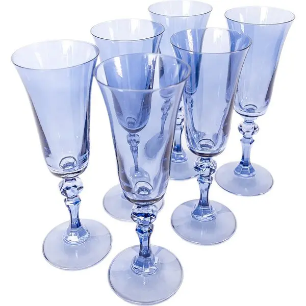 ESTELLE COLORED GLASS Set Of 6 Regal Flutes - Cobalt Blue