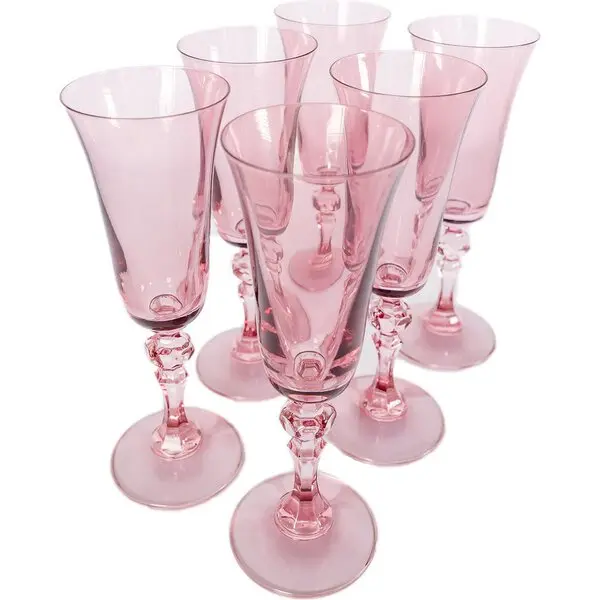 ESTELLE COLORED GLASS Set Of 6 Regal Flutes