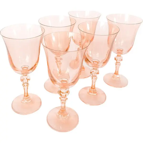ESTELLE COLORED GLASS Set Of 6 Regal Goblets - Blush Pink
