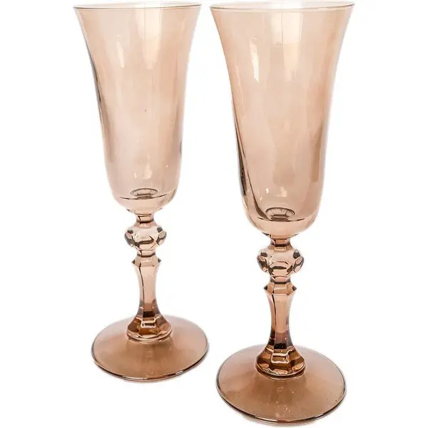 ESTELLE COLORED GLASS Set Of 2 Regal Flutes - Amber Smoke