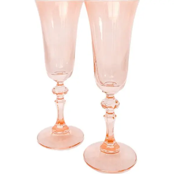 ESTELLE COLORED GLASS Set Of 2 Regal Flutes - Blush Pink