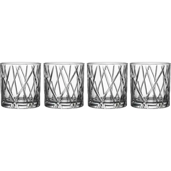 ORREFORS City Set Of 4 Crystal Double Old Fashioned Glasses - Clear