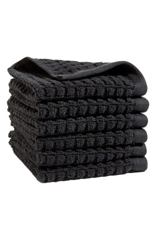 Dkny Quick Dry 6-pack Cotton Washcloths - Black