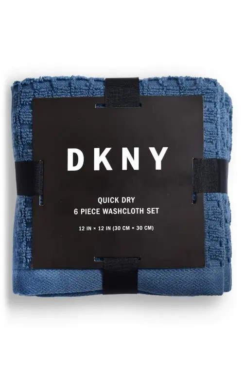 Dkny Quick Dry 6-pack Cotton Washcloths - Denim