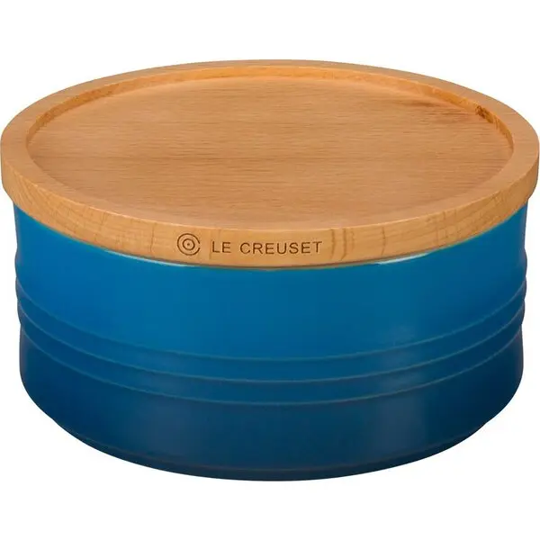 LE CREUSET Glazed Stoneware 23 Ounce Storage Canister With Wooden Lid - Marseille