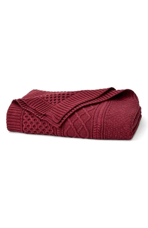 BOLL & BRANCH Aran Cable Organic Cotton Throw Blanket - Holly