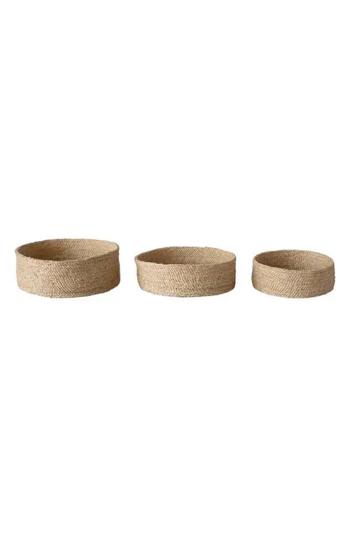 WILL & ATLAS Set Of 3 Round Jute Tabletop Baskets