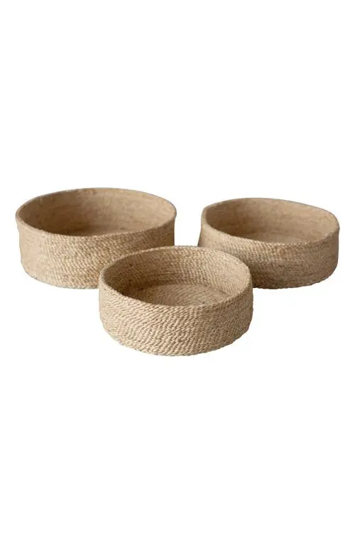 WILL & ATLAS Set Of 3 Round Jute Tabletop Baskets