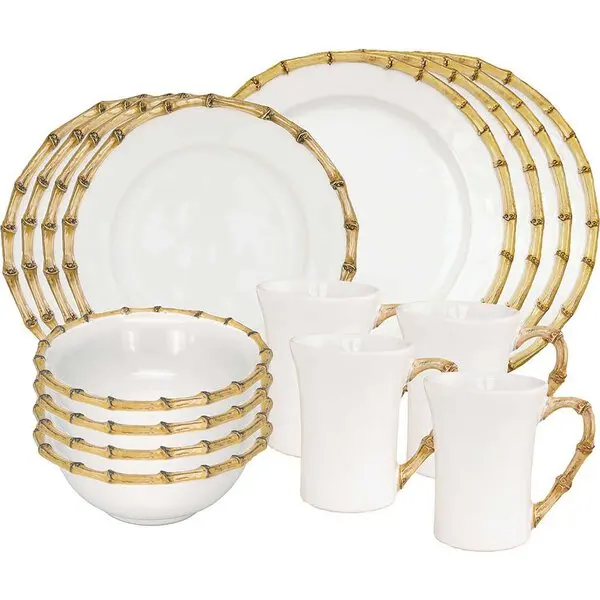 JULISKA Bamboo Ceramic 16-piece Dinnerware Set - Bamboo Natural