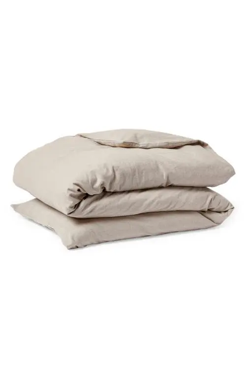 COYUCHI Cloud Brushed Organic Cotton Flannel Duvet Cover - Camel Heather