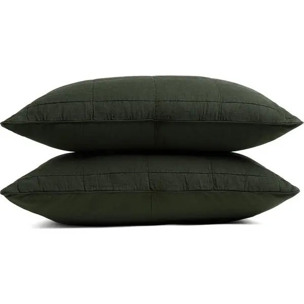 PARACHUTE Linen Box Quilted Sham Set - Evergreen