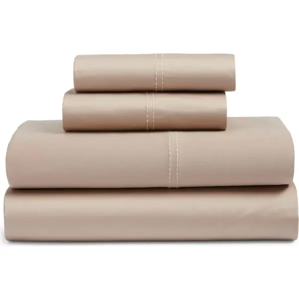 Nordstrom 400 Thread Count Organic Cotton Sateen Sheet Set - Tan Thread