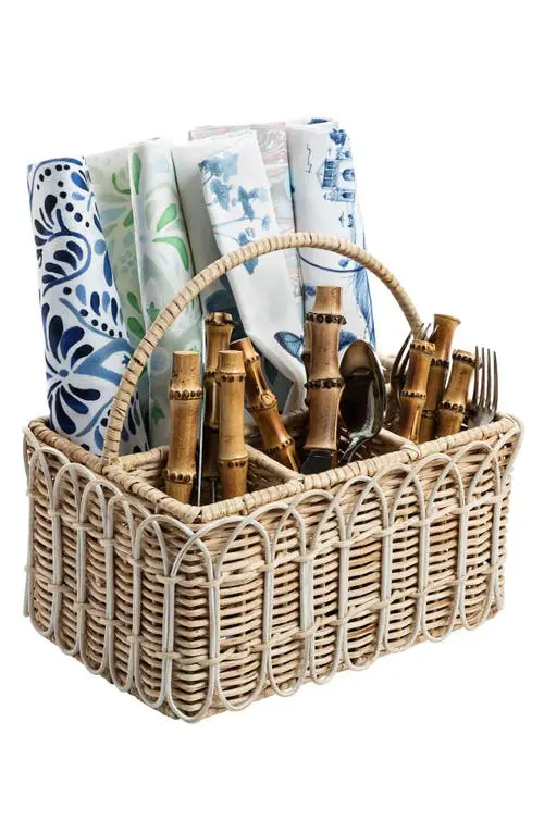 JULISKA Provence Rattan Flatware Basket