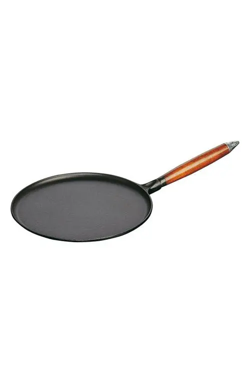 STAUB 11-inch Enameled Cast Iron Crepe Pan With Spreader & Spatula - Black