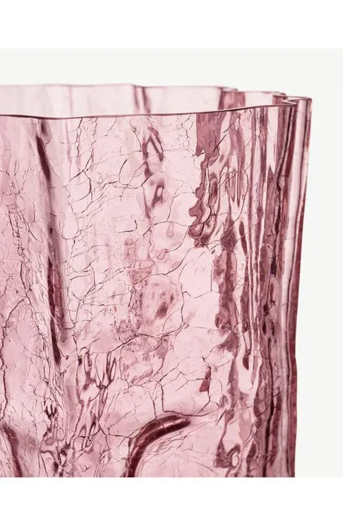 KOSTA BODA Crackle Tall Glass Vase - Pink