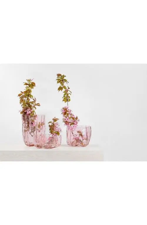 KOSTA BODA Crackle Tall Glass Vase - Pink