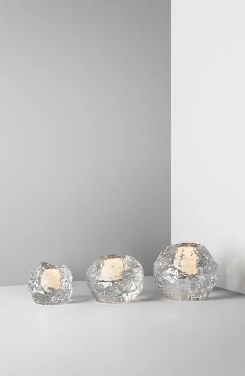 KOSTA BODA Set Of 3 Snowball Glass Votives - White
