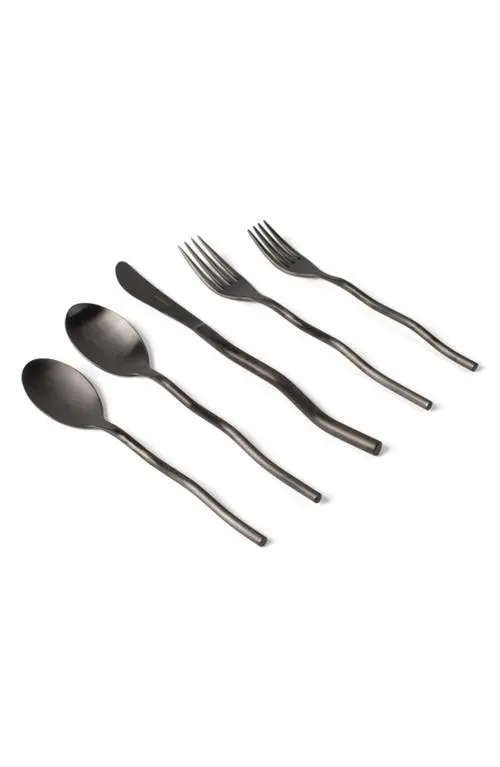 MISETTE Squiggle 5-piece Flatware Set - Matte Black