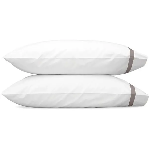 MATOUK Lowell 600 Thread Count Set Of 2 Pillowcases - White/platinum