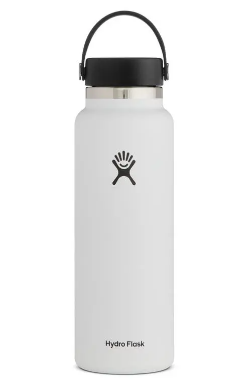 HYDRO FLASK 40-ounce Wide Mouth Cap Water Bottle - White 2.0