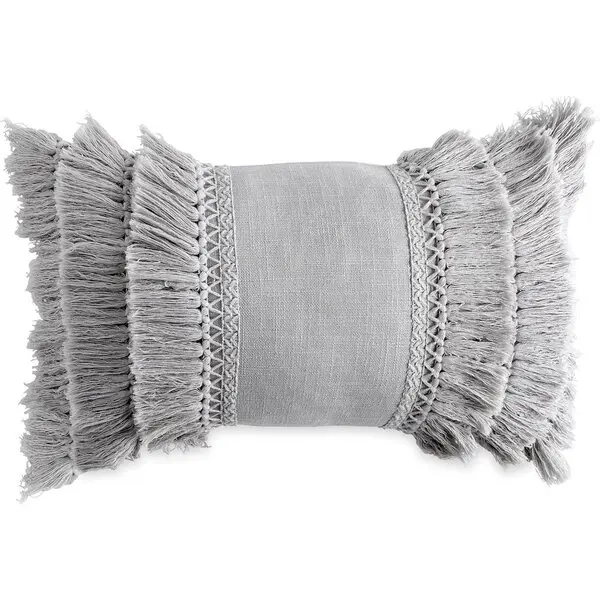 PERI HOME Fringe Pillow - Grey