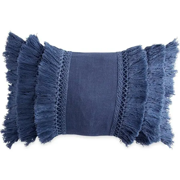 PERI HOME Fringe Pillow - Navy
