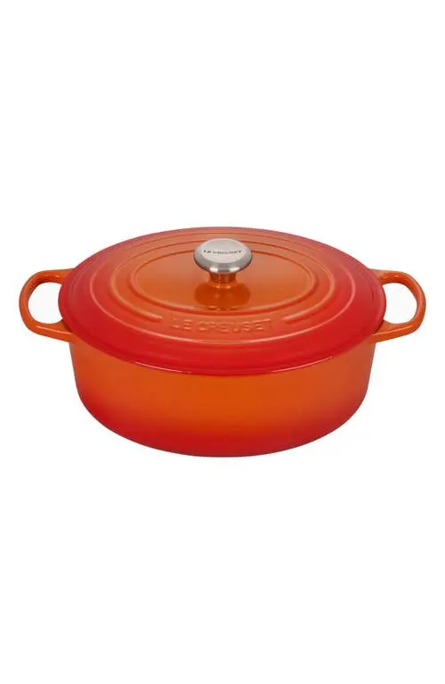 LE CREUSET Signature 6.75-quart Oval Enamel Cast Iron French/dutch Oven With Lid - Flame