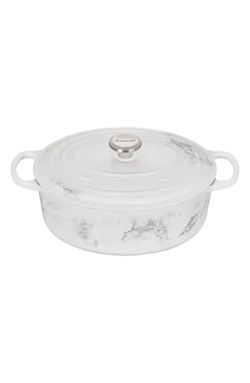LE CREUSET Signature 6.75-quart Oval Enamel Cast Iron French/dutch Oven With Lid - White Marble