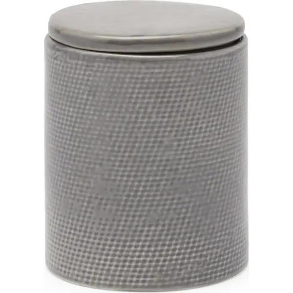 PIGEON AND POODLE Cordoba Round Ceramic Storage Canister - Gray Burlap