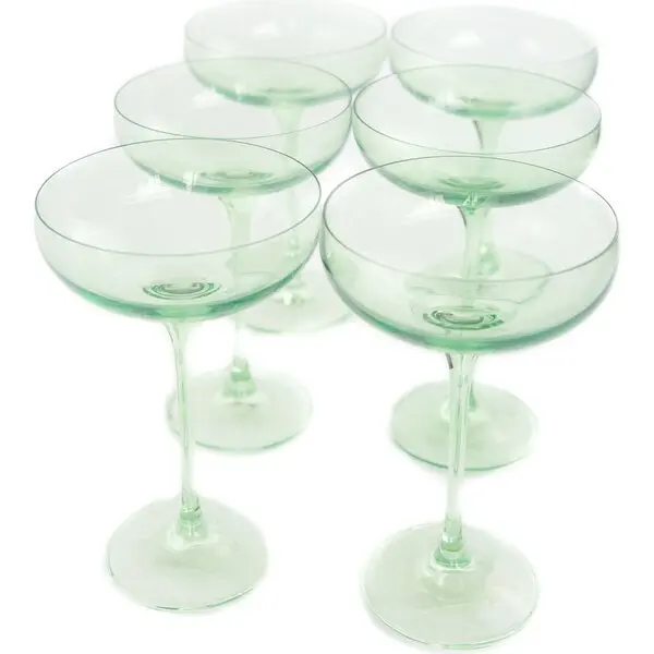 ESTELLE COLORED GLASS Set Of 6 Stem Coupes - Mint Green