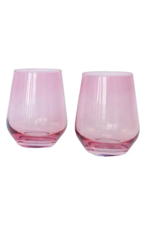 ESTELLE COLORED GLASS Set Of 2 Stemless Wineglasses - Rose